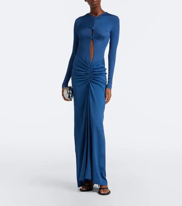 Christopher Esber Open Twist Cutout Ruched Jersey Maxi Dress