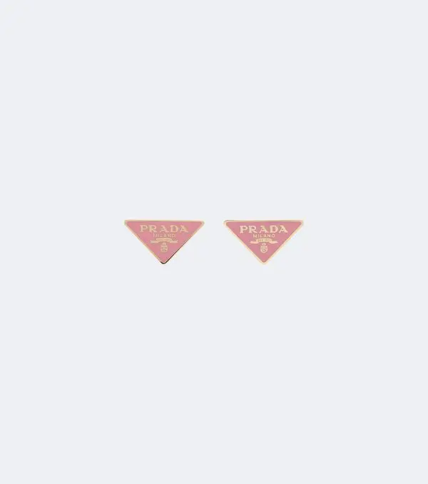 Prada Triangle Enamel Earrings - Pink