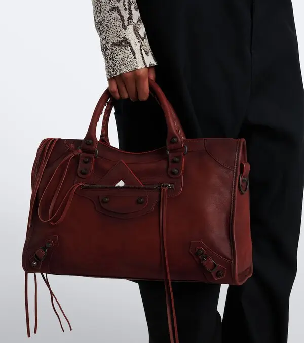 Balenciaga Le City Medium Leather Top-handle Bag - Red