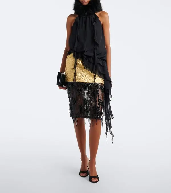 JACQUES WEI Chiffon Halterneck Top