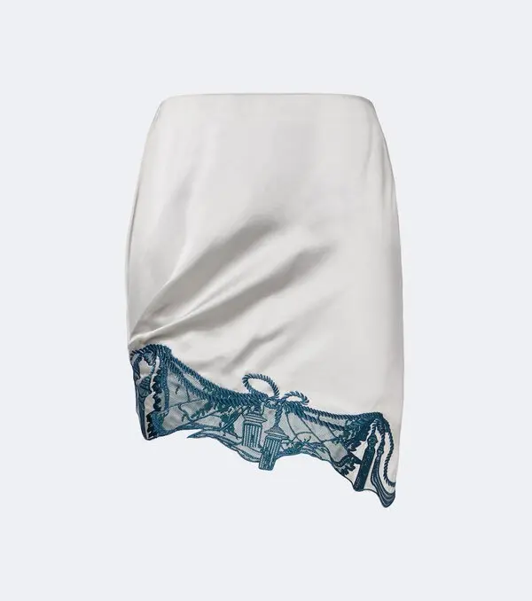 JACQUES WEI Embroidered Satin Miniskirt
