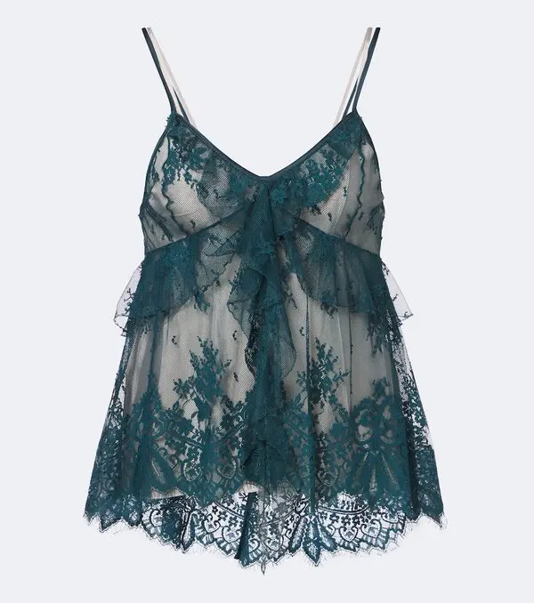 JACQUES WEI Ruffled Lace Camisole