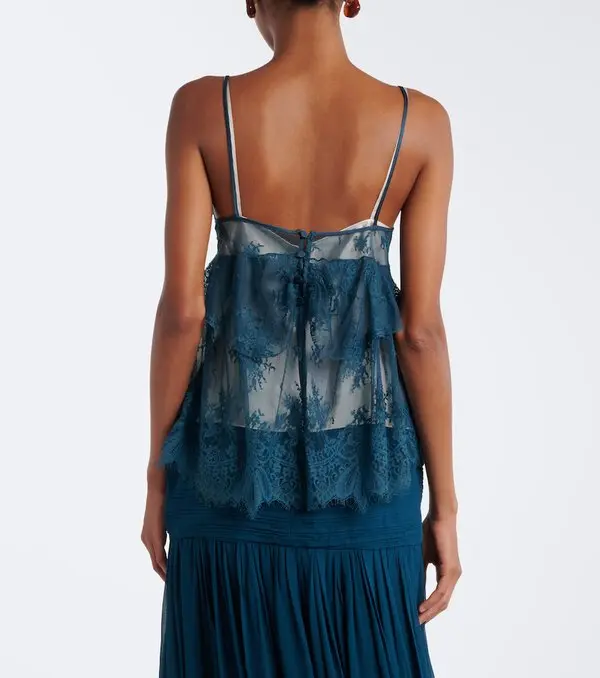 JACQUES WEI Ruffled Lace Camisole