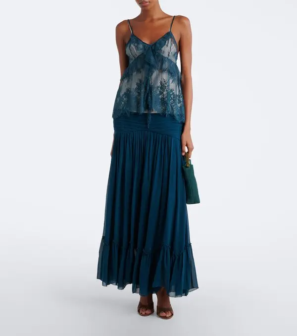 JACQUES WEI Ruffled Lace Camisole