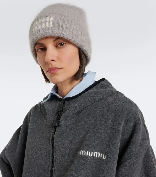 Miu Miu Logo Mohair-blend Beanie