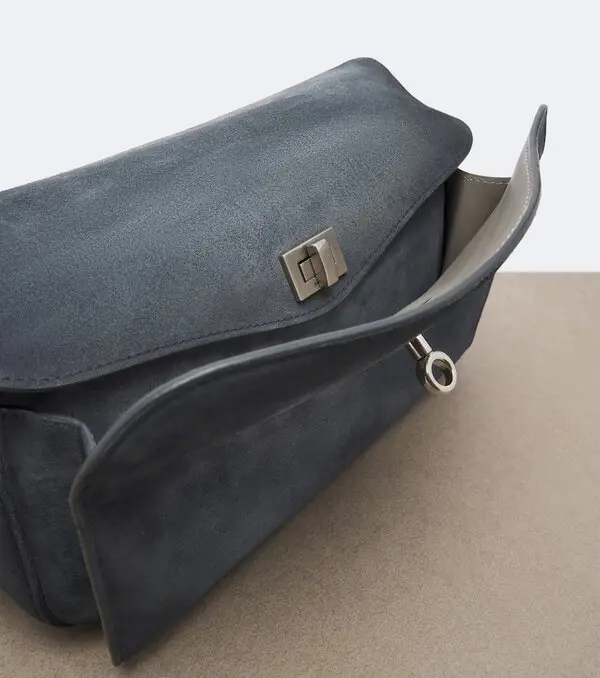 Balenciaga Le 7 Medium Suede Shoulder Bag