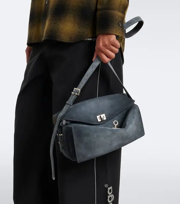 Balenciaga Le 7 Medium Suede Shoulder Bag