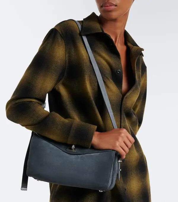 Balenciaga Le 7 Medium Suede Shoulder Bag