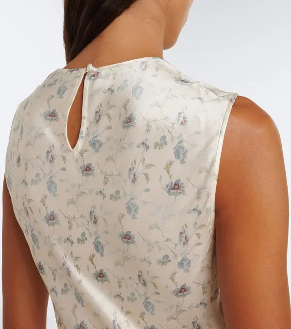 DÔEN Adelana Floral Silk Satin Midi Dress
