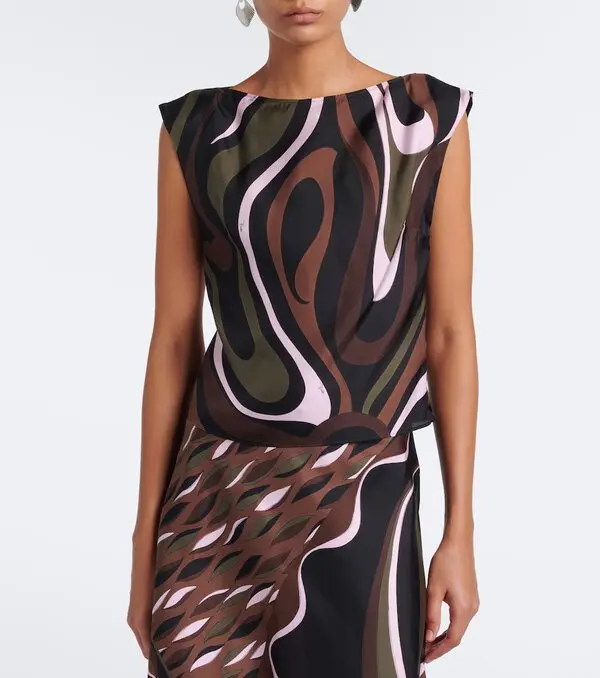 Emilio Pucci Marmo Silk Twill Top