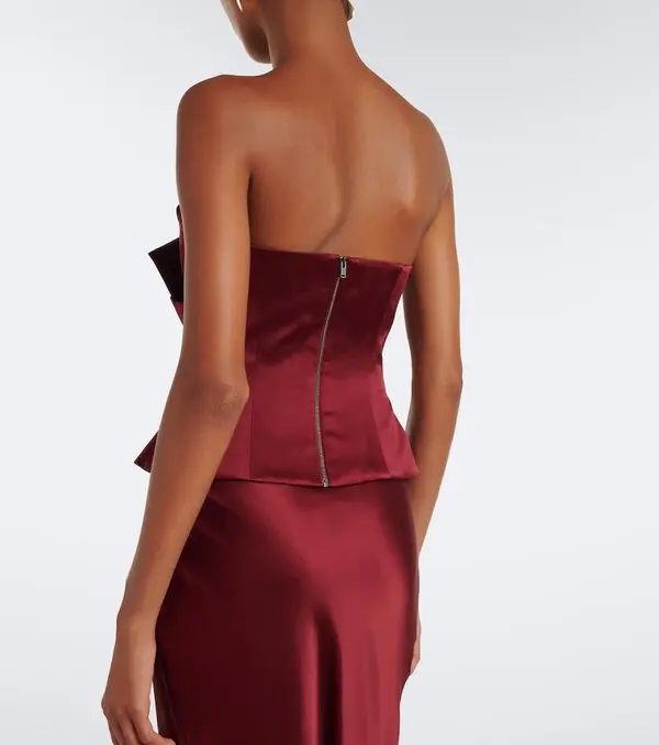 THE SEI Draped Silk Satin Corset Top