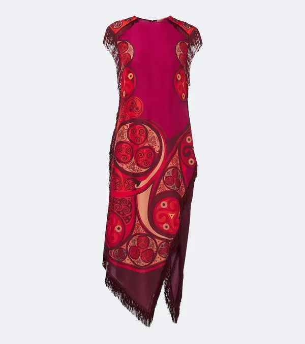 La DoubleJ Alchemy Fringed Silk Voile Midi Dress