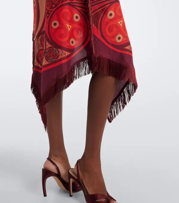 La DoubleJ Alchemy Fringed Silk Voile Midi Dress