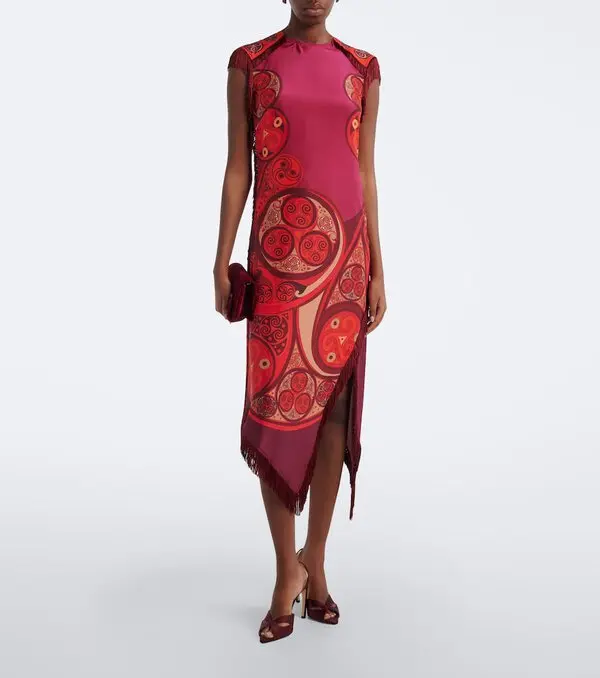 La DoubleJ Alchemy Fringed Silk Voile Midi Dress