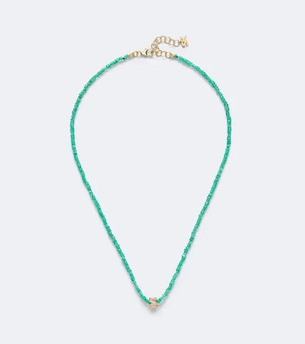 SUZANNE KALAN Infinite 18kt Beaded Necklace With Emeralds And Diamonds - Gold