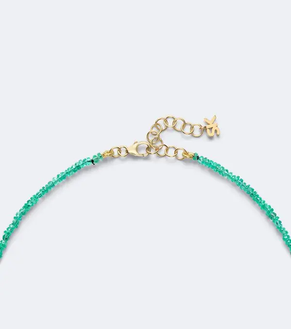 SUZANNE KALAN Infinite 18kt Beaded Necklace With Emeralds And Diamonds