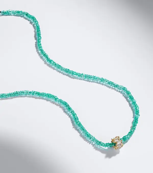 SUZANNE KALAN Infinite 18kt Beaded Necklace With Emeralds And Diamonds