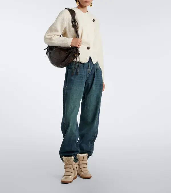 Isabel Marant Étoile Bekett Metallic Leather And Suede Wedge Sneakers - Beige