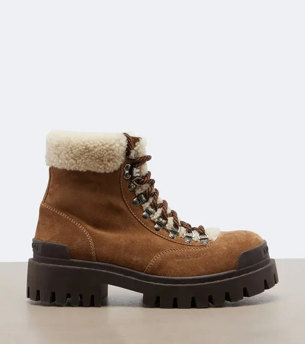 Balenciaga Combat Strike Suede Lace-up Boots