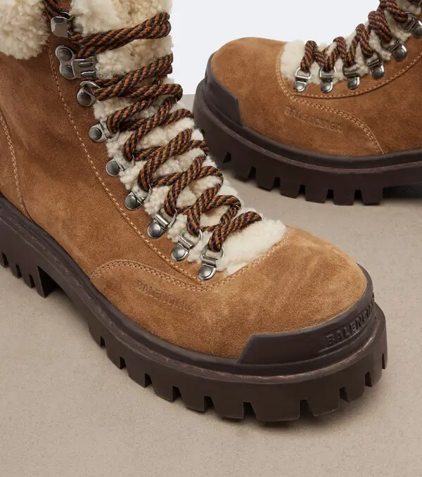 Balenciaga Combat Strike Suede Lace-up Boots