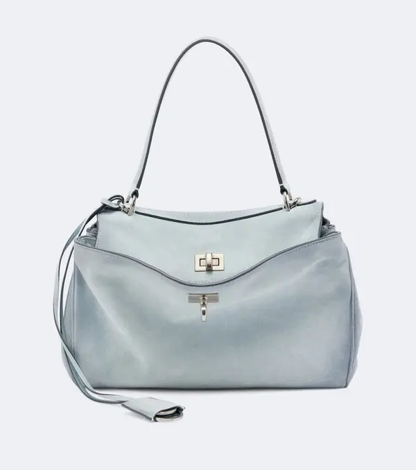 Balenciaga Rodeo Medium Suede Shoulder Bag - Blue