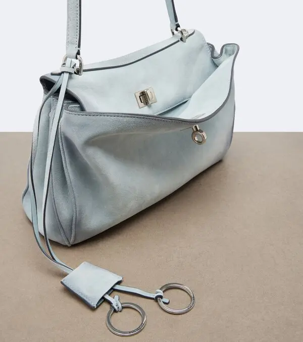 Balenciaga Rodeo Medium Suede Shoulder Bag - Blue