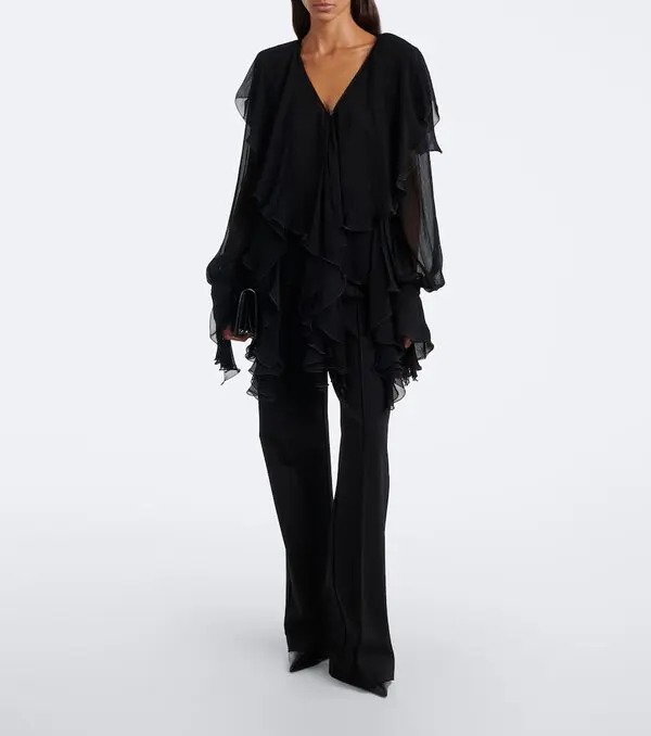 Blumarine Ruffled Crepe Blouse