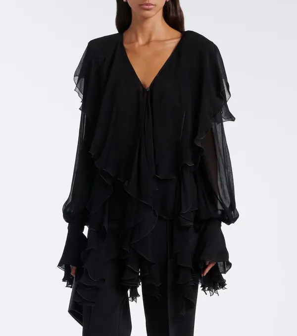 Blumarine Ruffled Crepe Blouse