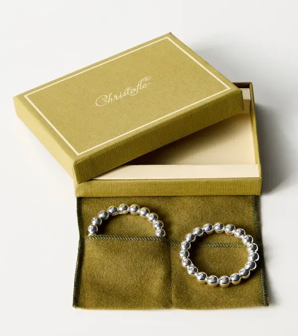 Christofle Perles Set Of 2 -plated Napkin Rings