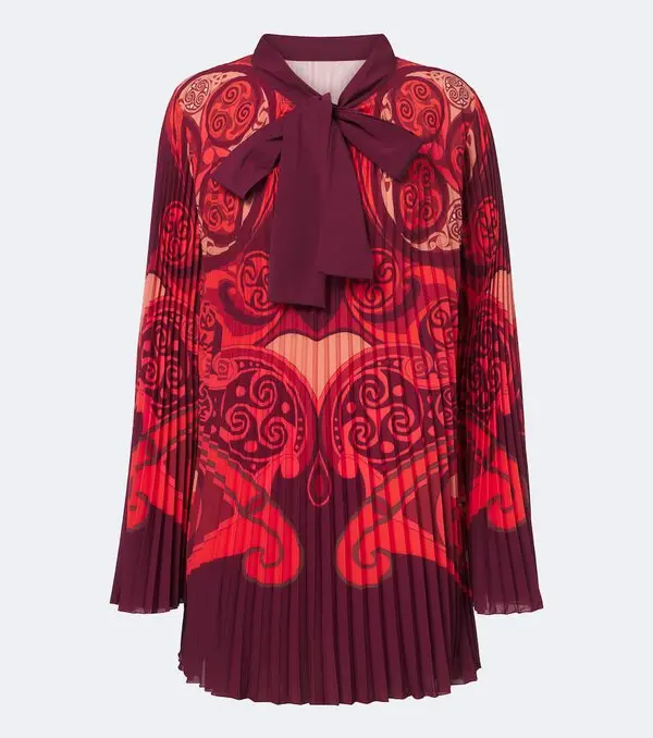 La DoubleJ Alchemy Pleated Tie-neck Minidress
