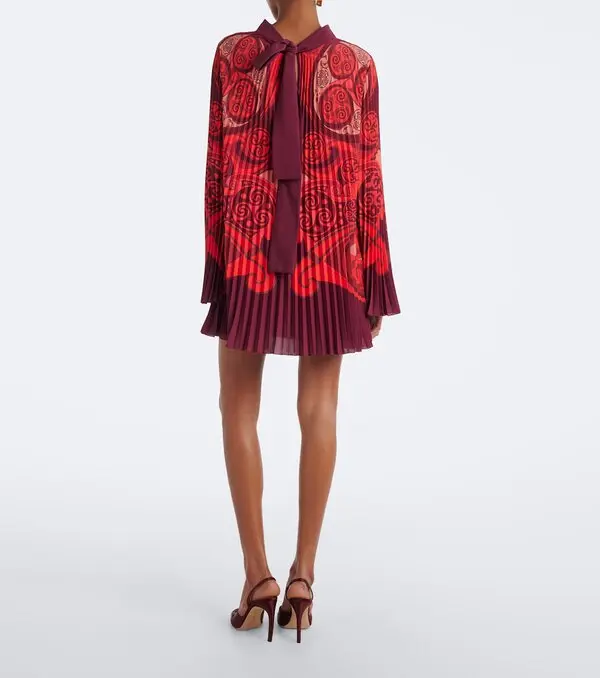 La DoubleJ Alchemy Pleated Tie-neck Minidress