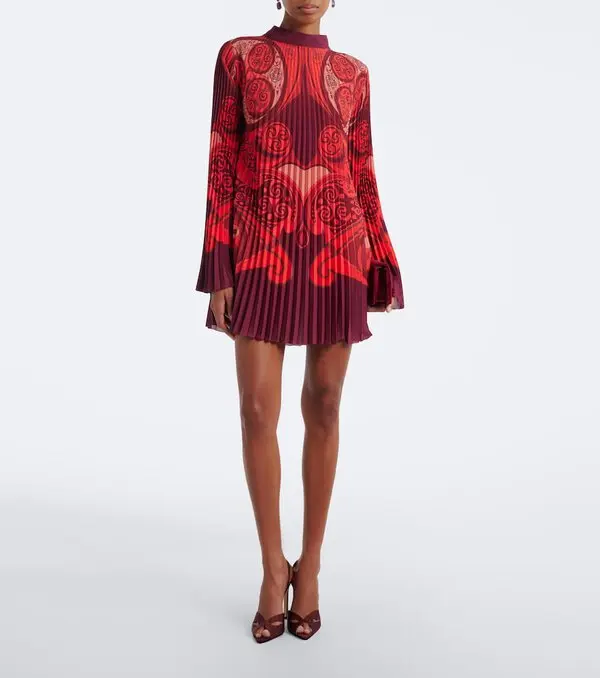 La DoubleJ Alchemy Pleated Tie-neck Minidress