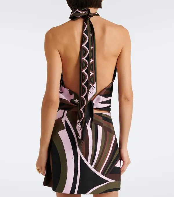 Emilio Pucci Valdimontone Halterneck Silk Twill Top