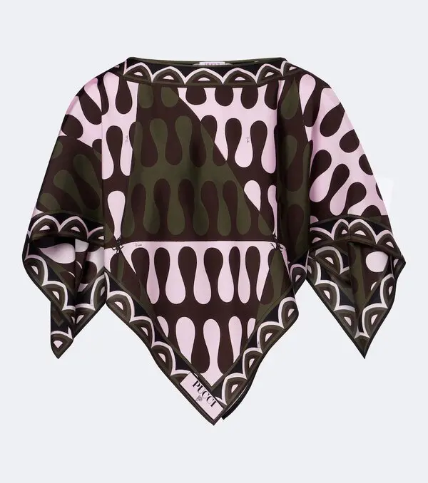 Emilio Pucci Leocorno Asymmetric Silk Twill Top
