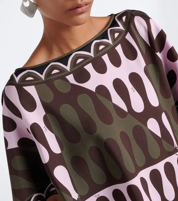 Emilio Pucci Leocorno Asymmetric Silk Twill Top