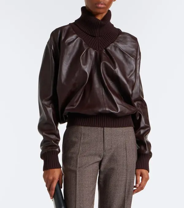 Victoria Beckham Leather Turtleneck Top