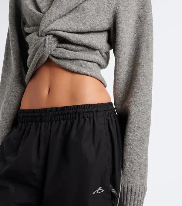 Balenciaga Cropped Gathered Wool Sweater