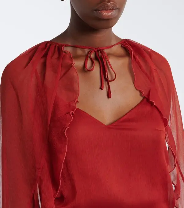JACQUES WEI Ruffled Chiffon Gown