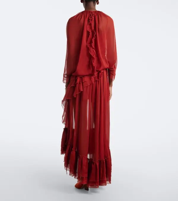 JACQUES WEI Ruffled Chiffon Gown