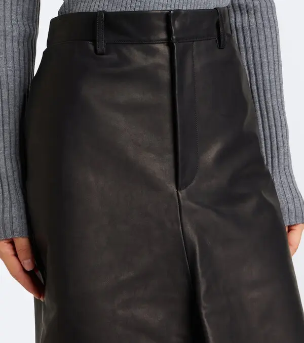 Victoria Beckham Leather Midi Skirt