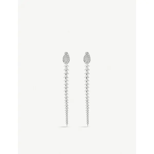 SHAUN LEANE Serpent Trace Sterling Diamond Earrings - Silver