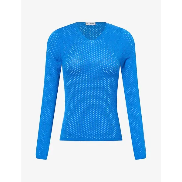 PEACHY DEN Thermal Cut-out Stretch-jersey Top