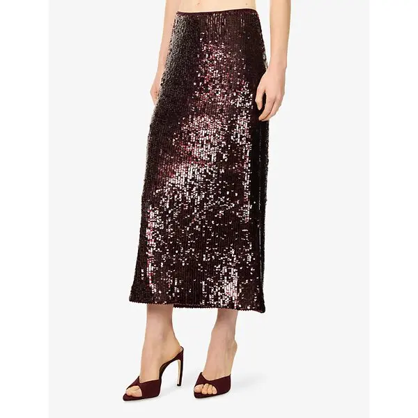 Simkhai Nikki Sequin-embellished Midi Skirt
