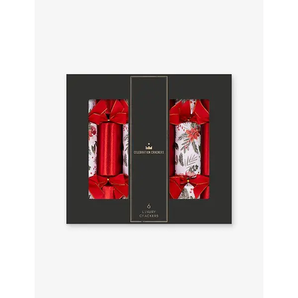SELFRIDGES EDIT Glitter Poinsettia Christmas Crackers Box Of Six