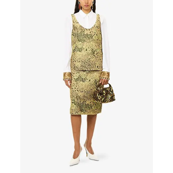 Dries Van Noten Sentista Jacquard Woven Midi Skirt
