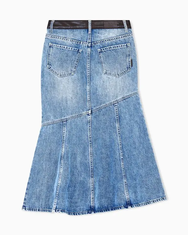 Armani Exchange Regular Fit Skirt In Rigid Cotton Denim With Leather Label