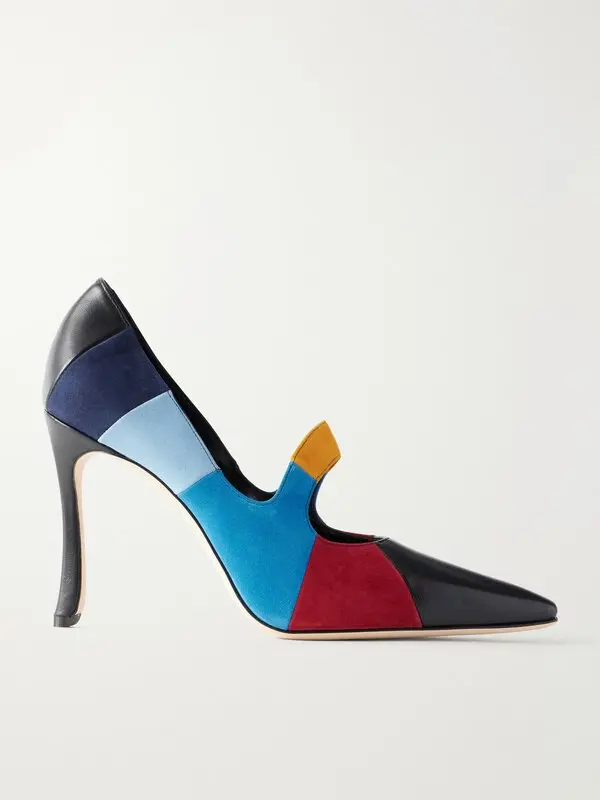 Manolo Blahnik Difusa 105 Suede And Leather Pumps