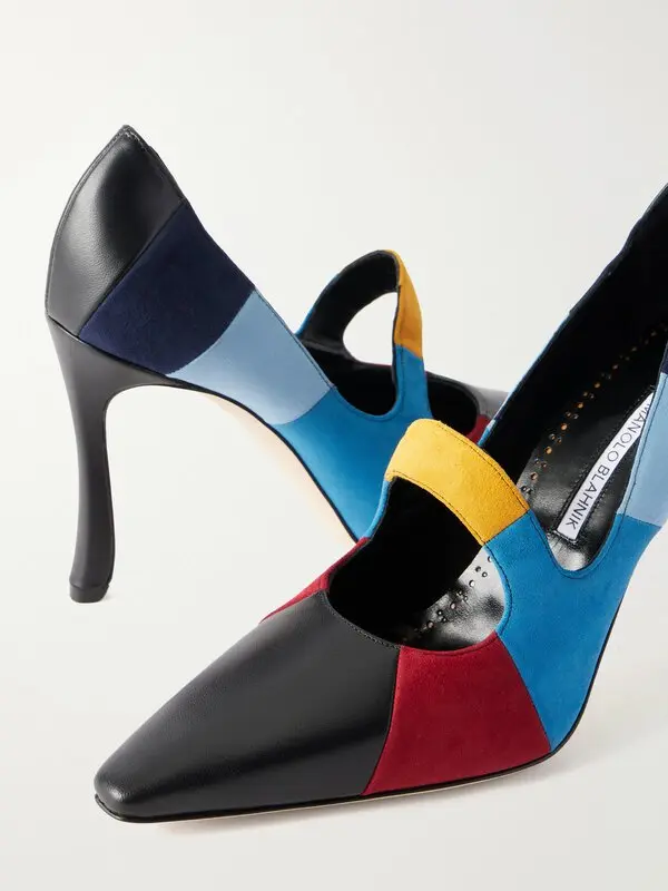Manolo Blahnik Difusa 105 Suede And Leather Pumps
