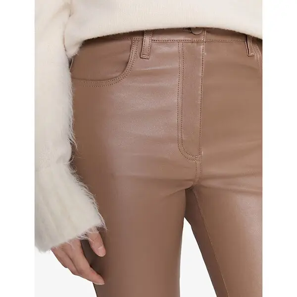 JOSEPH Duke Flared-leg Mid-rise Leather Trousers