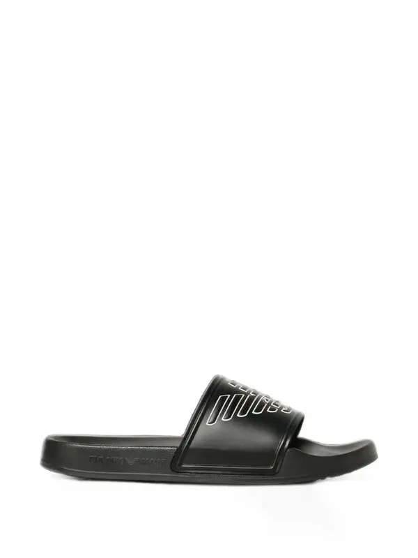 Emporio Armani Logo-embossed Slides - Black
